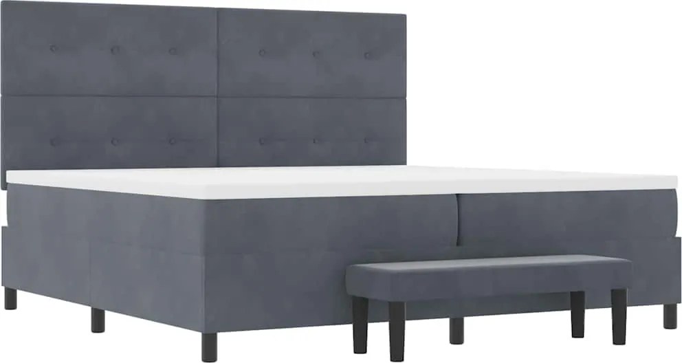 Postel s boxspringem s čelo Tmavě šedá 200 x 200 cm samet 3344535