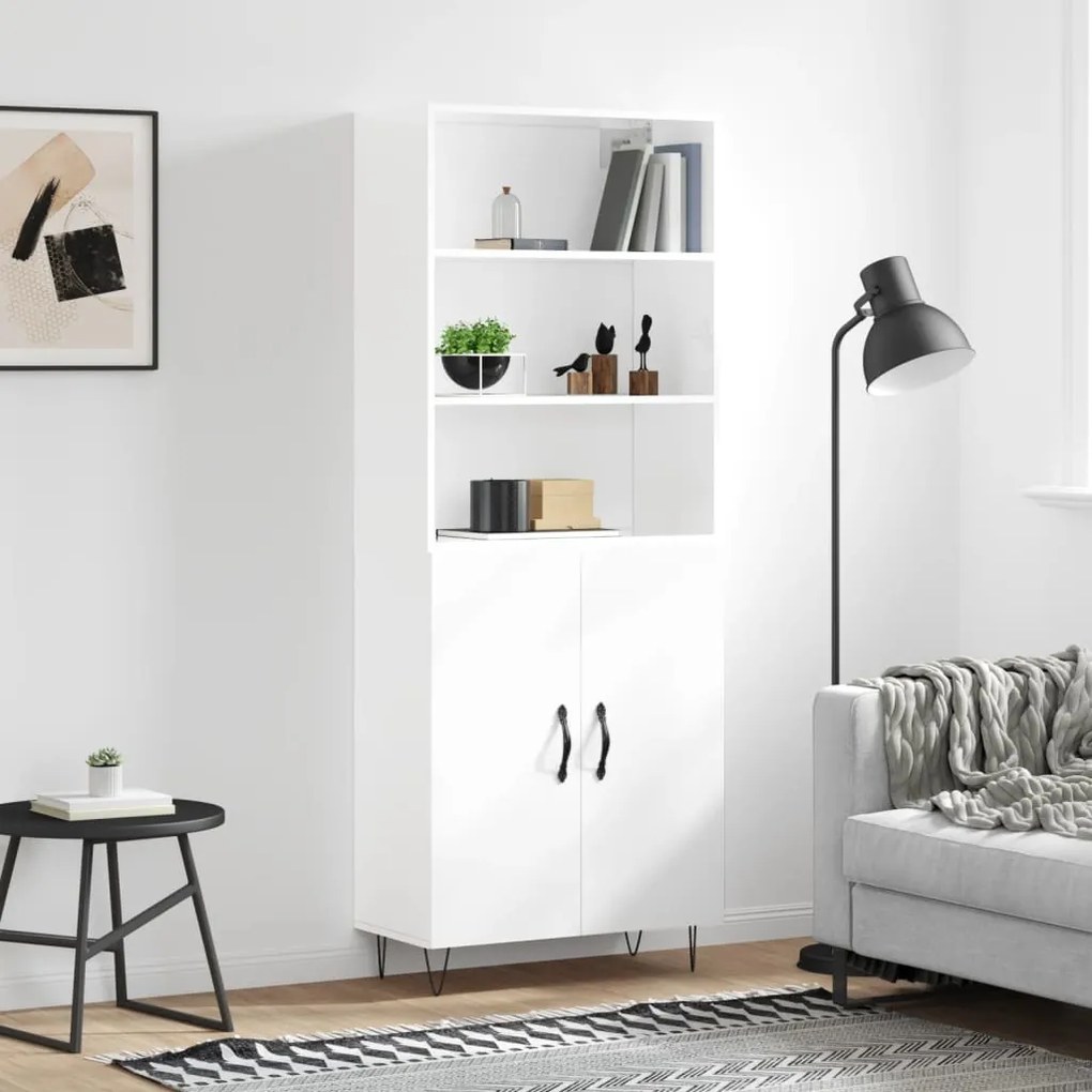 vidaXL Skříň highboard 69,5 x 34 x 180 cm kompozitní dřevo [3189245] Barva: Bílá