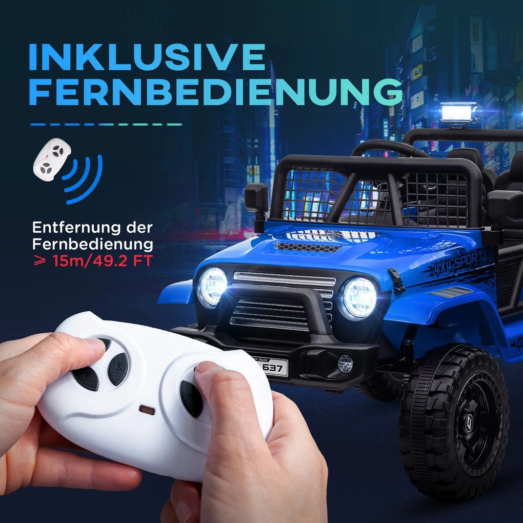 AIYAPLAY HOMCOM Elektrické dětské auto, terénní vozidlo 12 V 3-5 km/h s připojením na hudbu, dětské vozidlo s dálkovým ovládáním 2.4G, světlomety, kl…