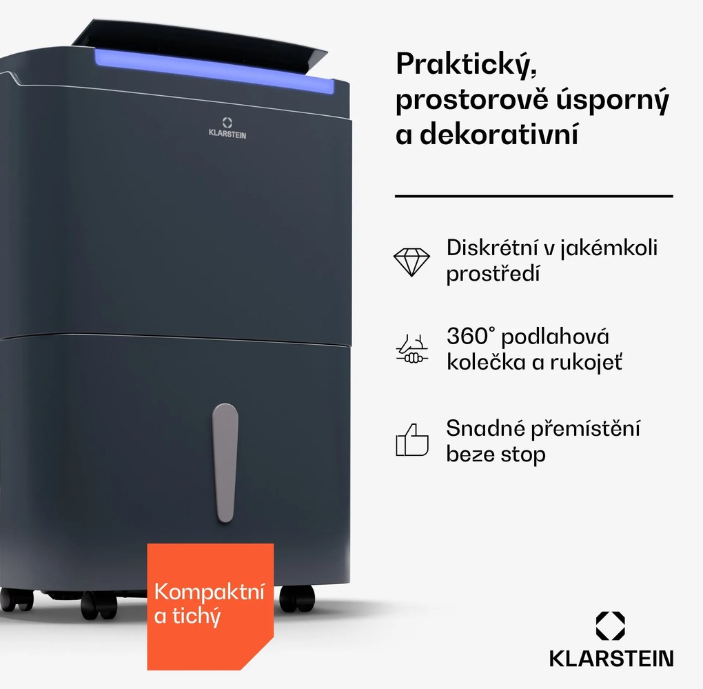 Klarstein DryFy Connect 40 Smart, Odvlhčovač, , Wi-Fi, komprese, 40 l/d, 60–70m²