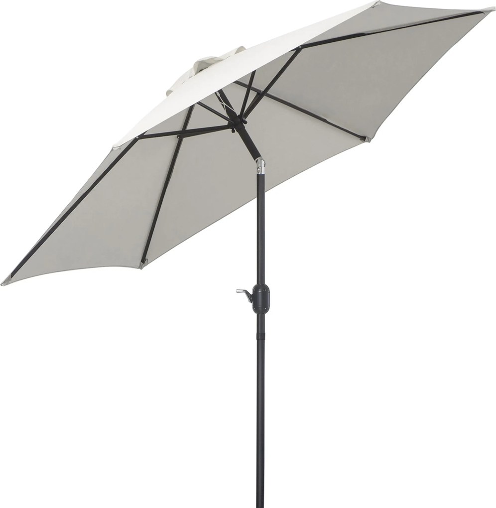 Outsunny Hliníkový Zahradní Slunečník Ø260x235 cm Sklopný Zahradní Parasol s Kličkou a 6 Kovovými Tyčemi pro Venkovní Terasu a Balkon Krémový | Aosom