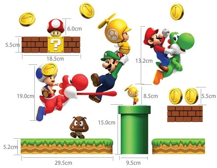 Živá Zeď Samolepka na zeď Super Mario Velikost: 72 x 60 cm