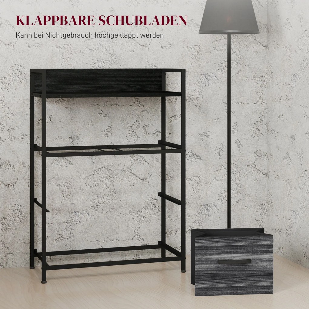 HOMCOM komoda, sideboard, 4 látkové zásuvky, průmyslový design, 60x29x85 cm, černá