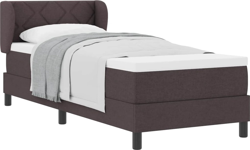 Postel s boxspringem s čelo Tmavě hnědá 80 x 200 cm textil 3340055