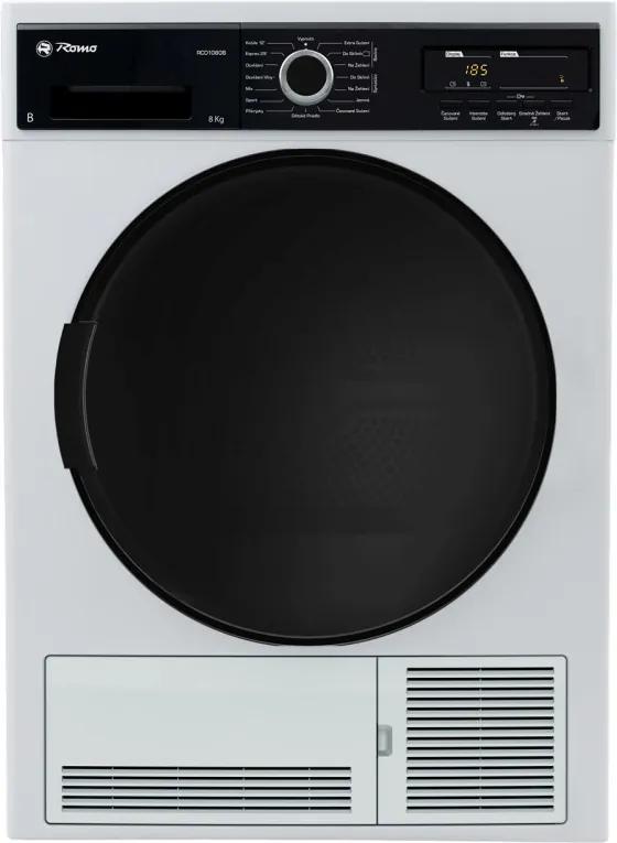 Romo RCD1080B sušička kondenzační, bílá/černá, B, 4 roky bezplatný servis