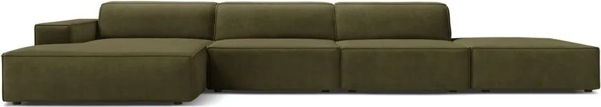 Khaki sametová modulární rohová pohovka (levý roh/s lenoškou) Jodie – Micadoni