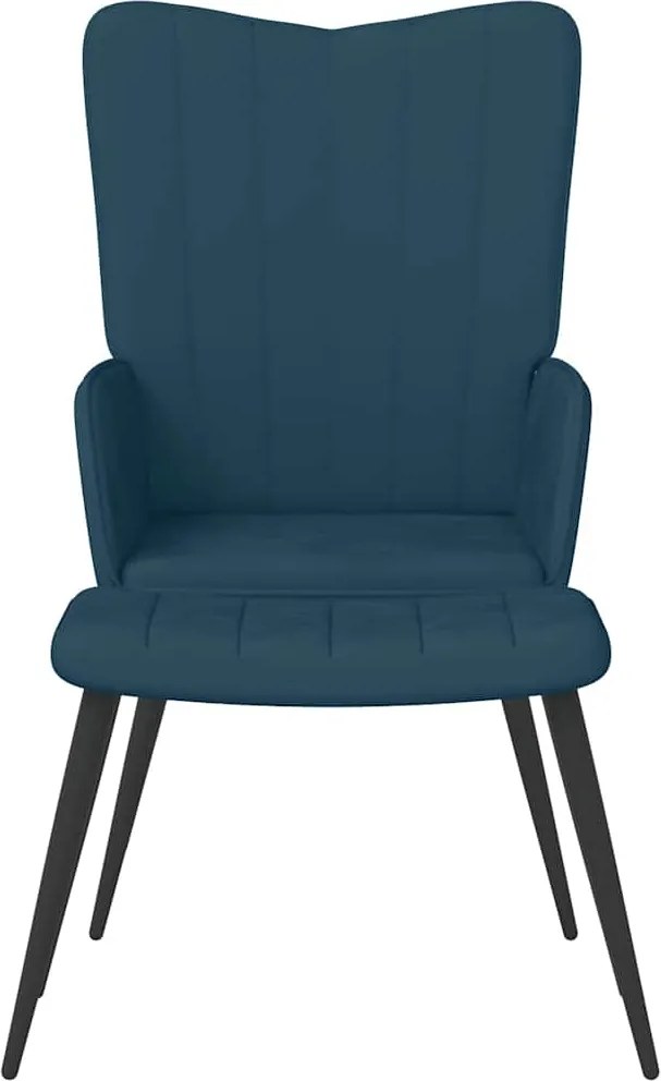 Relaxační křeslo se stoličkou modré samet 327698