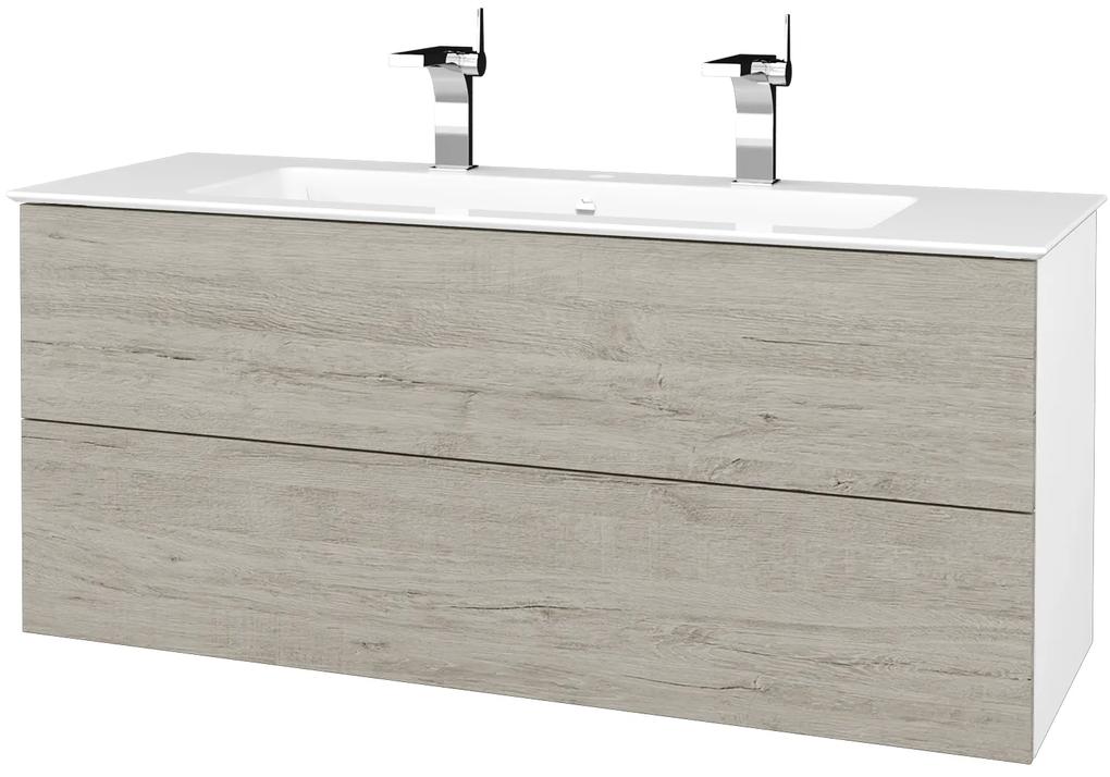Dřevojas Koupelnová skříň VARIANTE SZZ2 120 (umyvadlo Pura) Varianta: N01 Bílá lesk / D01 Beton