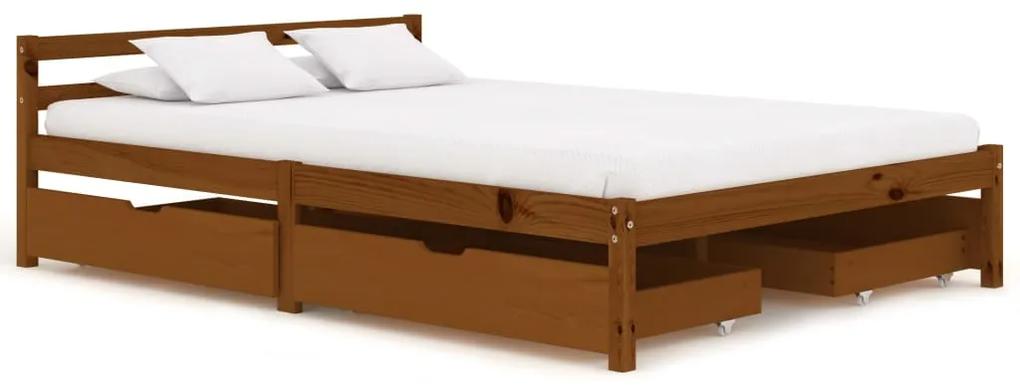3060525 vidaXL Rám postele 4 zásuvky medově hnědý masivní borovice 140x200 cm