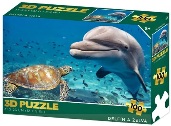 3d puzzle delfín a želva 100 dílků
