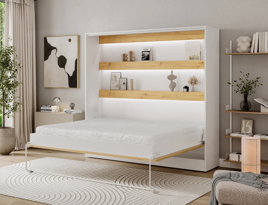Devesto Sklápěcí postel Horizontální 160 Dub Artisan LED