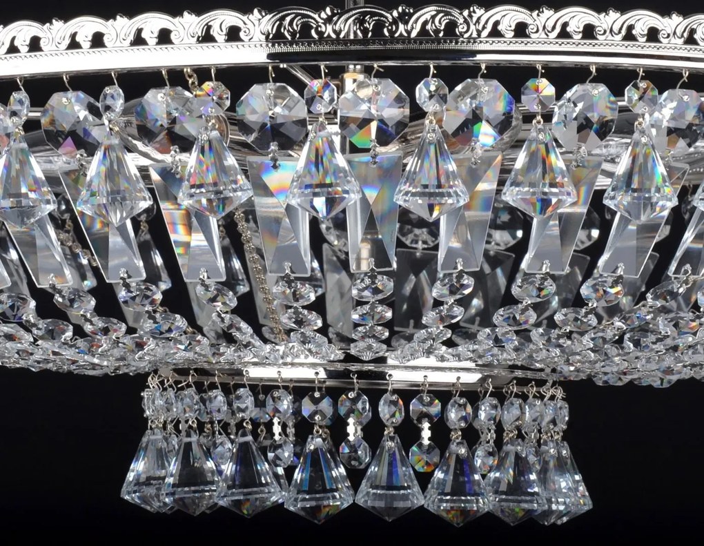 6 Bulbs glittering silver basket crystal chandelier with diamond-shaped crystals