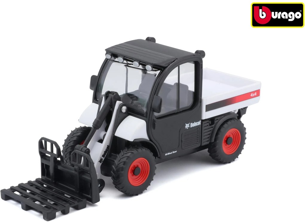 Bburago bobcat toolcat 5600 w/ pallet fork white & black diecast