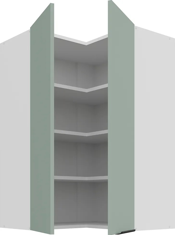 ARIA sb | horní kuchyňská skříňka 60x60 GN-90 2F (90°) rohová s policemi | VYSOKÁ | 60x60 cm | bílá/aquamarine