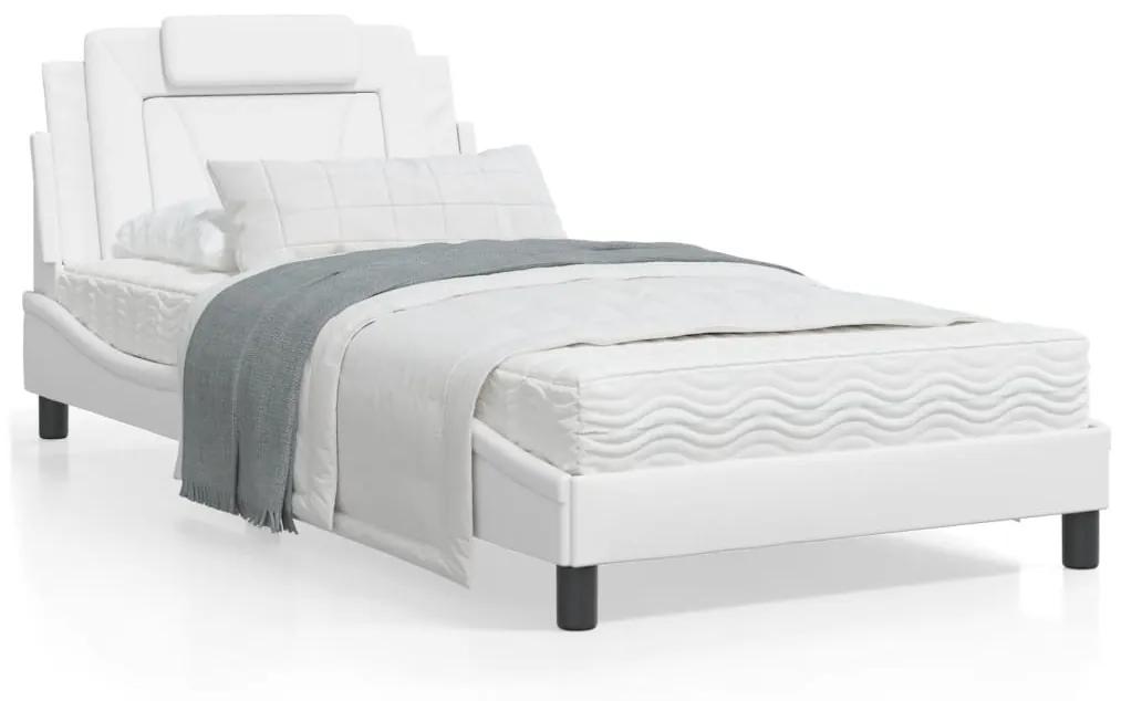 Rám postele s LED osvětlením bílý 100 x 200 cm umělá kůže,  3214002