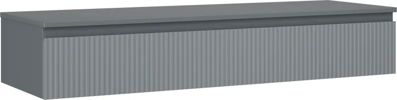Mexen Rivel, koupelnová skříňka pod umyvadlo 140 cm s horní deskou, 1 zásuvka, drážkovaná, grafit matná - 91A20-14023-1-BFC66