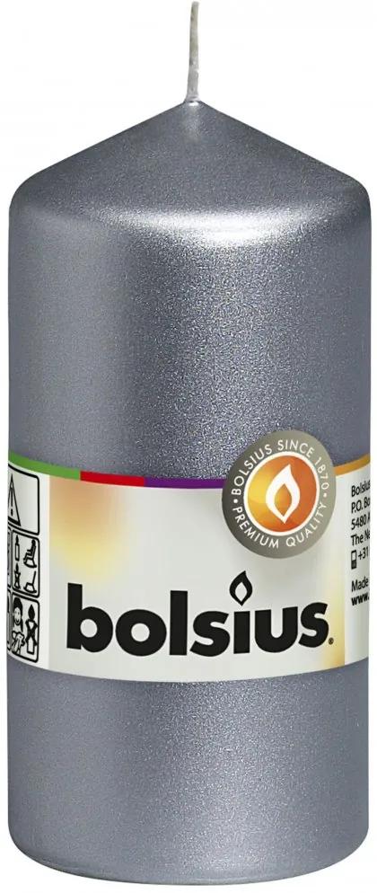 válec svíčka Bolsius 120/60 mm - stříbrná