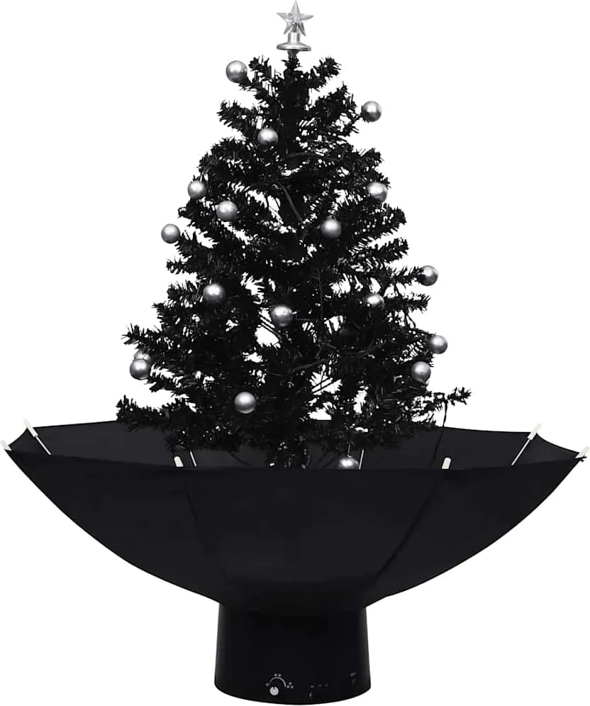 Sněžící vánoční stromek s deštníkovým stojanem černý 75 cm PVC 289931