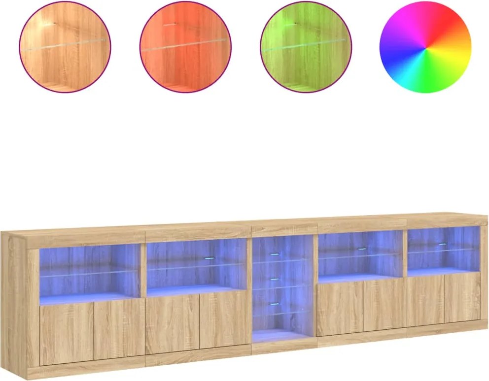 Příborník s LED osvětlením dub sonoma 283 x 37 x 67 cm 3209025