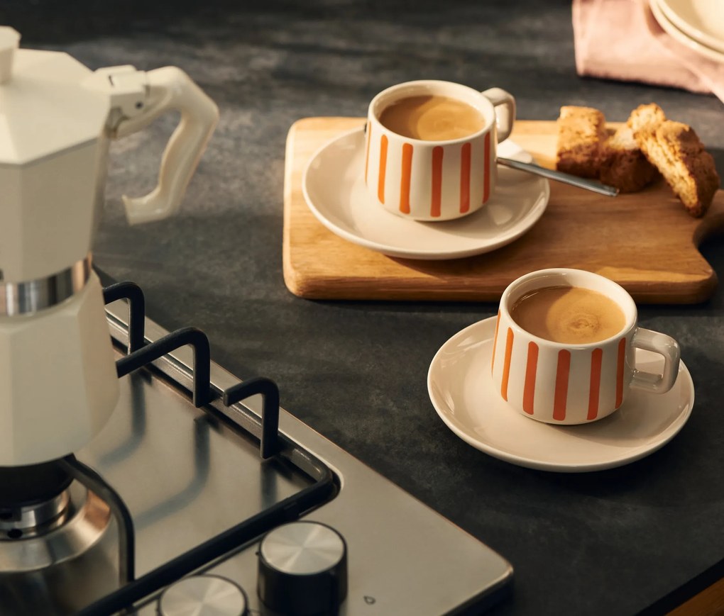Tchibo - 2 šálky na espresso s podšálky, proužky