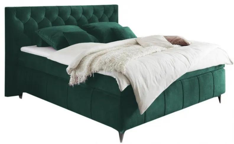 Hector Čalouněná postel boxspring Isabelle 180x200 lahvově zelená