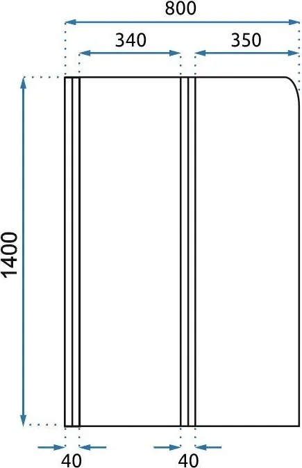 Rea Agat-2, vanová zástěna, 2-křídlová, 80 x 140 cm, chrom-transparentní, REA-W0700