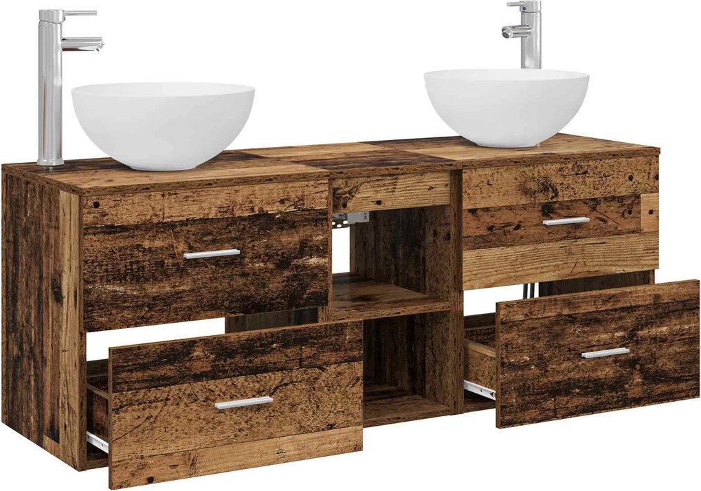 Sada koupelnových skříněk 3 ks Staré dřevo 49,5 x 41 x 64,5 cm 3405809