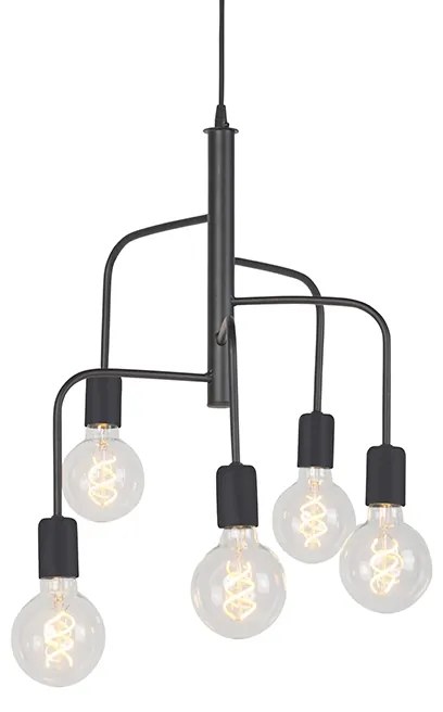 Moderní závěsná lampa černá 5-světlo - Facile