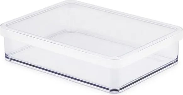 Hranatá plastová dóza na potraviny LOFT bílá 1 l nízká