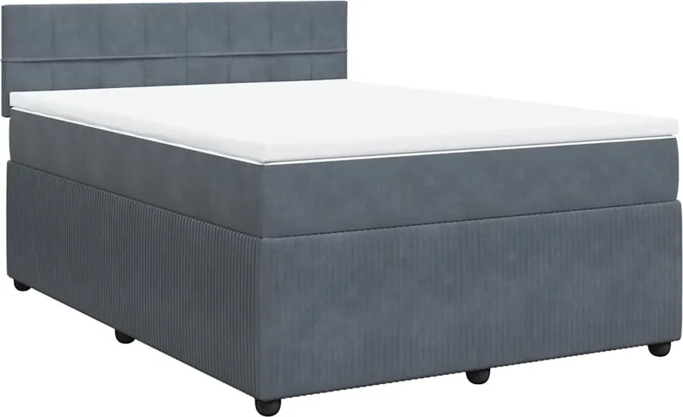 Box spring postel s matrací tmavě šedý 140 x 190 cm samet 3290035