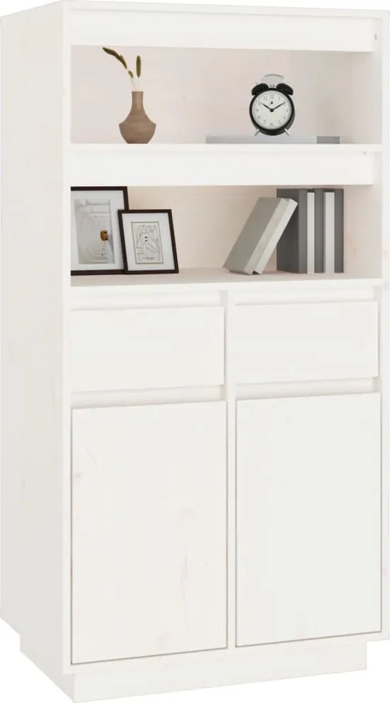 vidaXL Skříň highboard 60 x 40 x 116,5 cm masivní borové dřevo [814535] Barva: Bílá