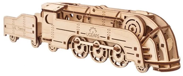 Ugears 3D dřevěné mechanické puzzle MINI Lokomotiva