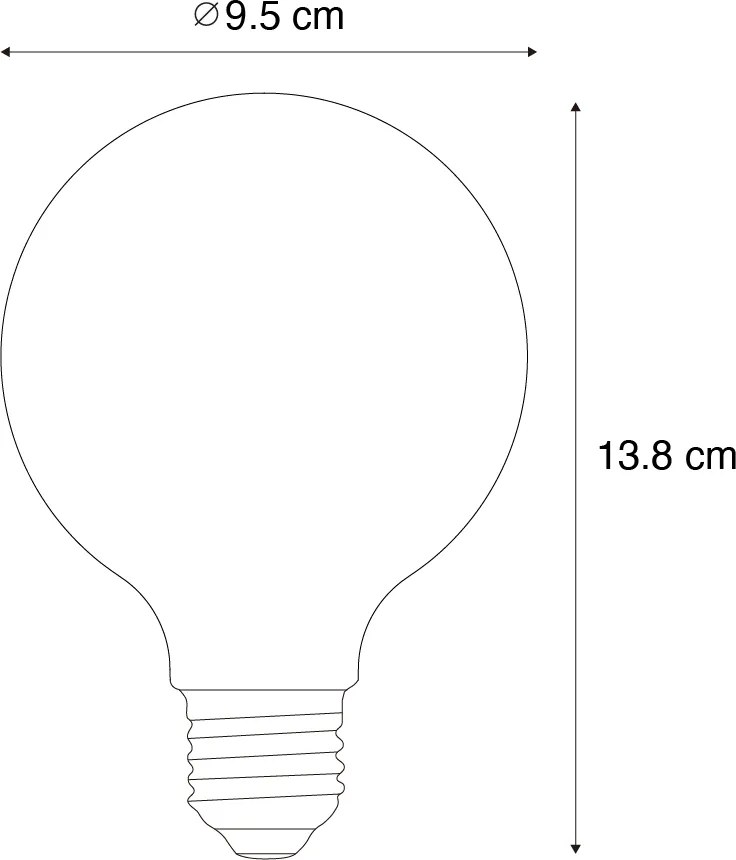 Sada 5 LED žárovek E27 G95 čirý filament 3.8W 806 lm 3000K