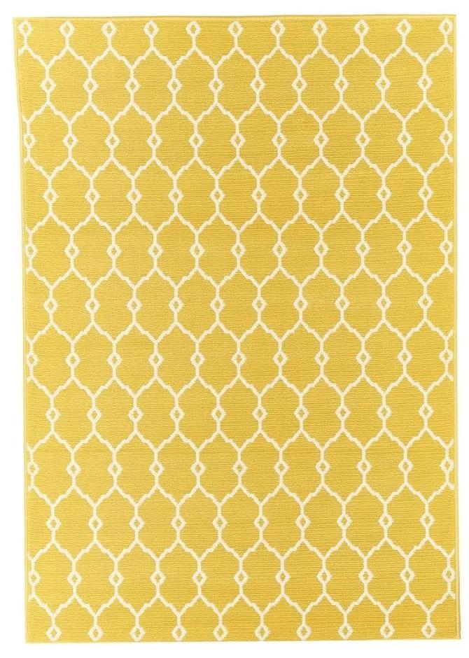 Žlutý venkovní koberec Floorita Trellis, 133 x 190 cm