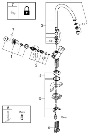 GROHE 31831001 - Dřezová baterie COSTA L lesklý chrom
