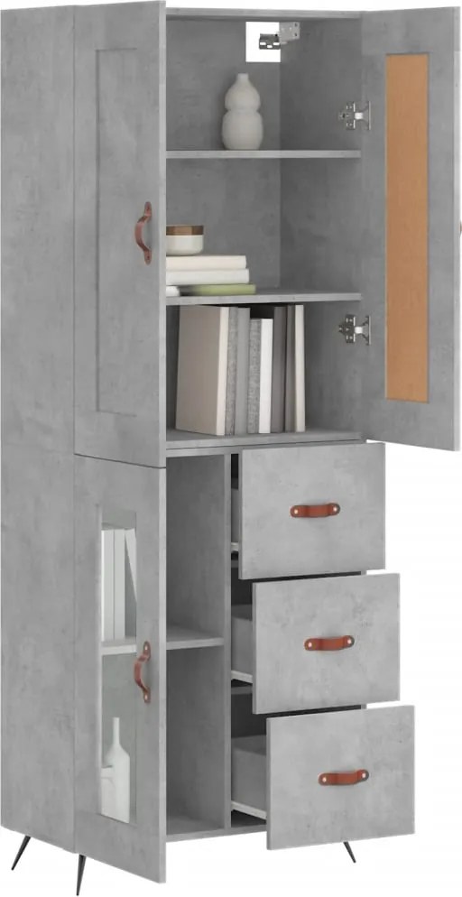 Skříň highboard betonově šedá 69,5x34x180 cm kompozitní dřevo 3199917