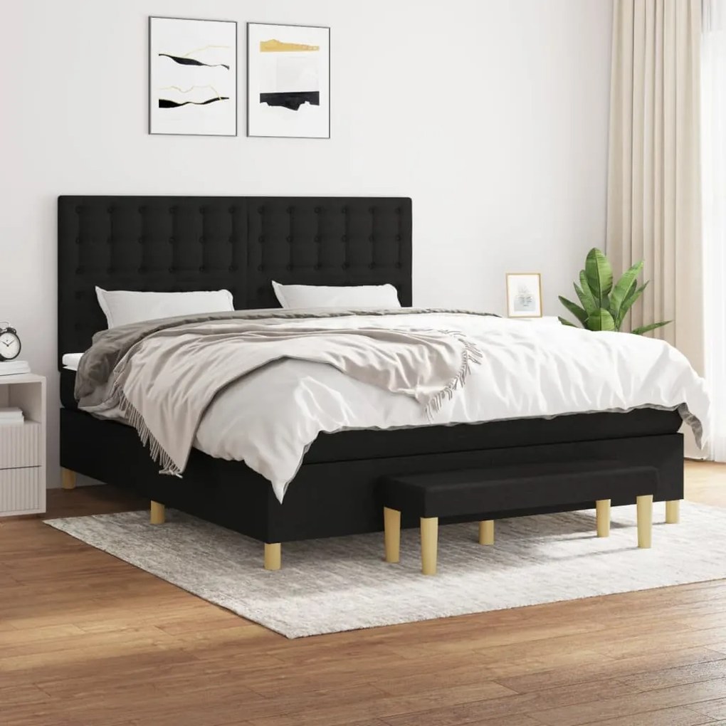 Box spring postel s matrací černá 180x200 cm textil 3137495