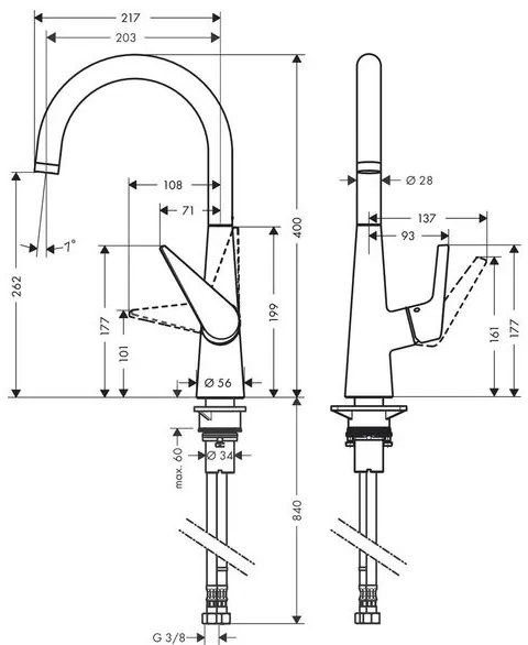 Hansgrohe Talis M51 Dřezová otočná baterie, EcoSmart, chrom 72816000