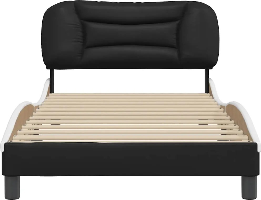 Rám postele bez matrace Hvar černý a bílý 100 x 200 cm umělá kůže 3207986