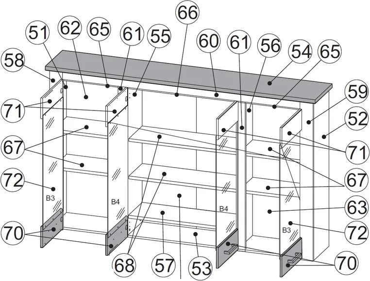 Nástavná vitrína Toronto, bělená pinie/pískový dub