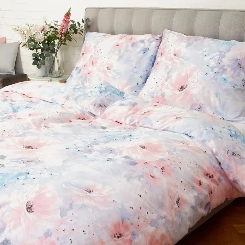 SCANquilt povlečení SATÉN DESIGN ice bloom šedolososová 140 x 200/70 x 90 cm