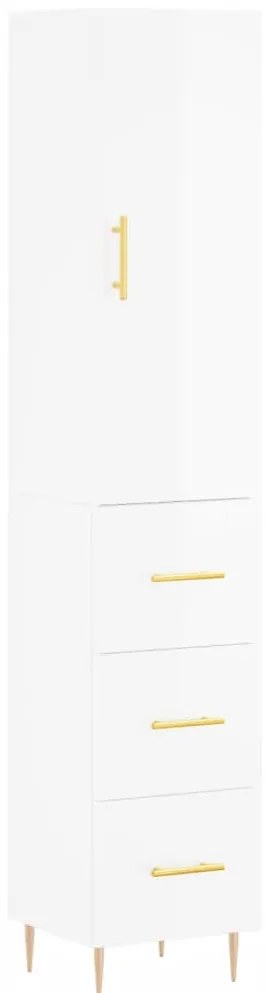 Skříň highboard bílá s vysokým leskem 34,5x34x180 cm kompozit,  3198843
