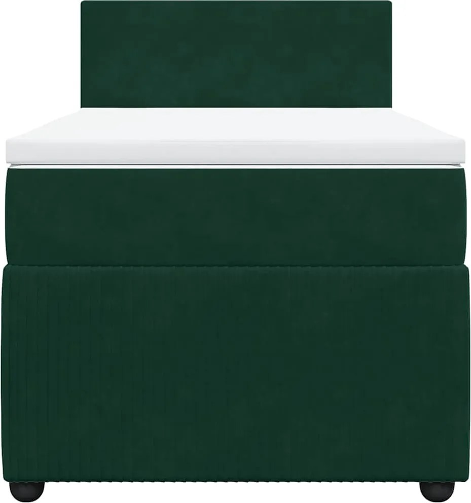 Box spring postel s matrací tmavě zelená 100x200 cm samet 3287659