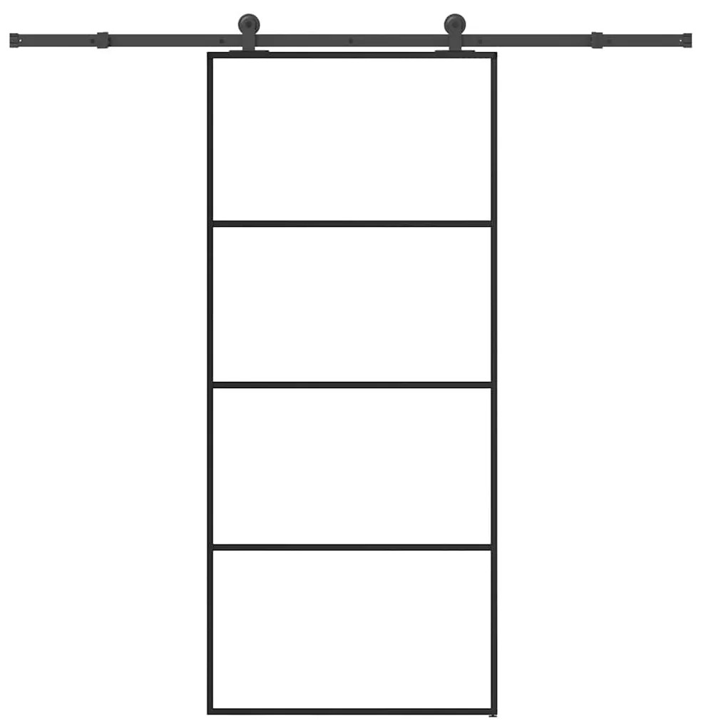 Posuvné dveře s kováním 90x205 cm ESG sklo a hliník 3332869