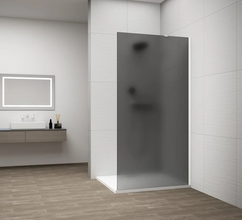 Polysan Esca White Matt jednodílná sprchová zástěna 120 x 210 cm k instalaci ke stěně bílá kouřové matné sklo ES1412-03