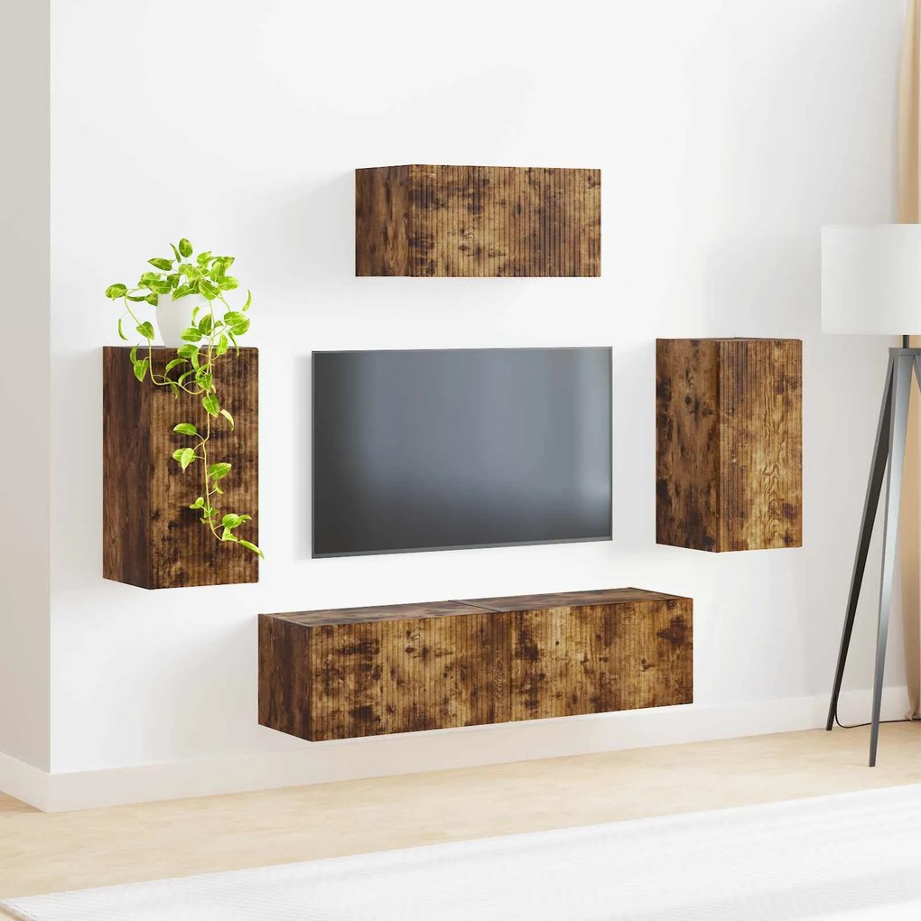 Sestava TV skříněk 5 ks Kouřový dub Kompozitní dřevo 3409074