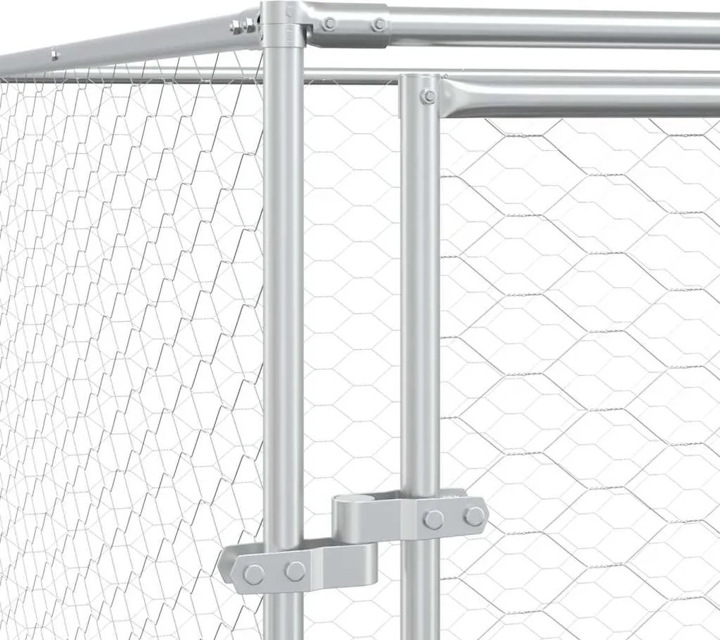Venkovní psí kotec stříbrný 2 x 6 x 2 m pozinkovaná ocel 3190452