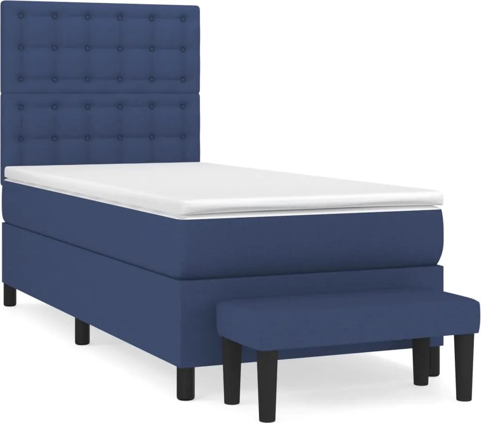 Box spring postel s matrací modrá 90x200 cm textil 3136891