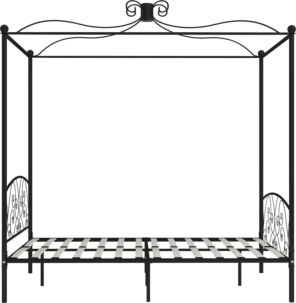 Rám postele s nebesy černý kovový 160 x 200 cm 284478