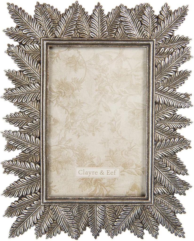 Stříbrný rámeček na fotografie s dekorem kapradí - 18*1*23 cm / 10*15 cm